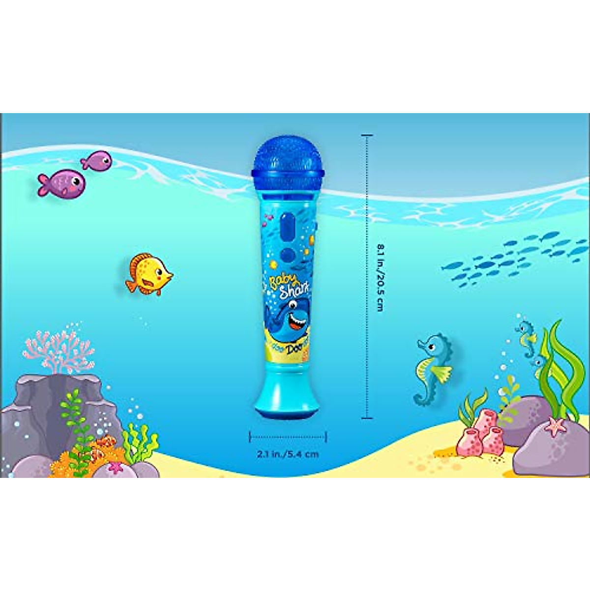 Baby Shark Singalong Microphone for Kids, Toy Microphone with Built-in Music and Flashing Lights, Baby Shark Toy For Kids Aged 3 and Up