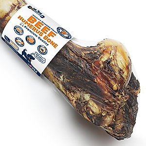 PUPDAWGS Dog-Bones-for-Aggressive-Chewers | 11-13" Hickory Smoked Flavor Beef Humerus Bone | Dog-Bones-for-Large-Dog | All Natural Dog Bone Treats Made in The USA (Single Bone)