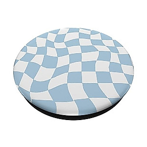 Wavy Checkered Light Blue Checkerboard Pattern PopSockets Standard PopGrip
