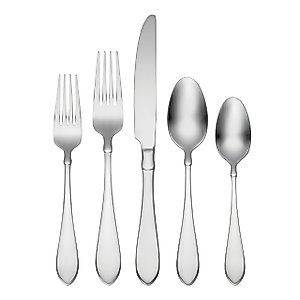 Oneida Satin Vertex 20 Piece Everyday Flatware, Service for 4 18/0 Stainless Steel, Silverware Set