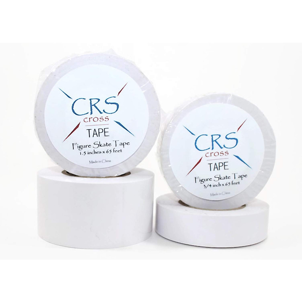 CRS Cross Figure Skate Tape (Combo 1 roll 1.5 inch & 1 roll 3/4 inch) - Longer 65 foot roll to protect leather figure skating boots without polish & keep laces tightened.
