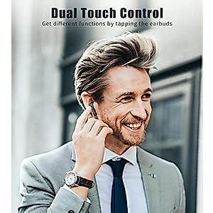 Wireless Earbuds Bluetooth Headphones, Stereo Earphones with 4-Mics Clear Call, 30Hrs Playtime & Wireless Charging, Deep Bass Headset with Dual LED Display Touch Control for iPhone/Android Matte Black