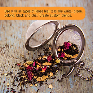 U.S. Kitchen Supply - 2 Premium Stainless Steel Tea Ball Strainer Infusers - 2.1" Size with Extra Fine Mesh - Steep Loose Leaf Tea, Herbal, Spices & Seasonings - Teapot, Tea & Coffee Cup Mug