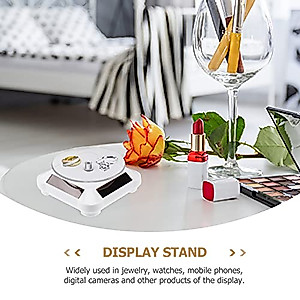 Housoutil Mobile Holder Solar Rotating Display Stand, 10cm/ Load 500g Rotating Turntable Stand for Jewelry Watch Mini Model- White Bracelets Holder