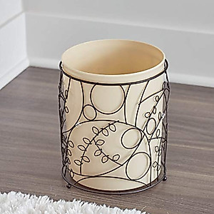 iDesign Twigz Metal Wire and Plastic Wastebasket Trash Can Garbage Can for Bathroom, Bedroom, Home Office, Kitchen, Patio, Dorm, College, Vanilla Tan and Bronze