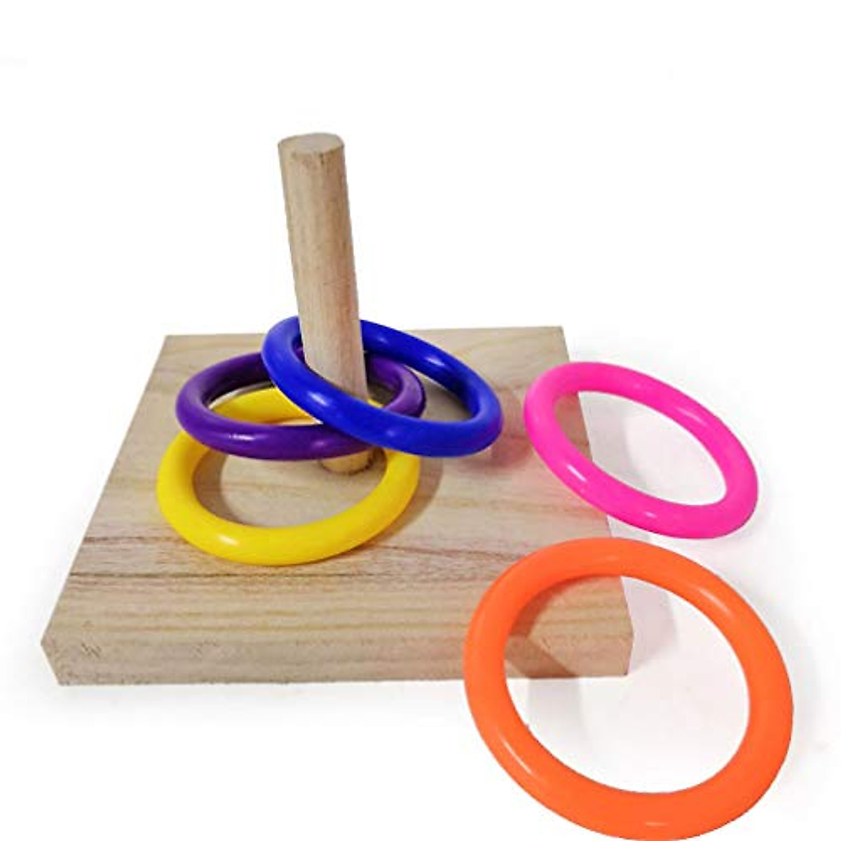 Balacoo Bird Ring Toy Interactive Wood Board Ring Toss Game Puzzle Toy Bird Educational Toy Parrot Chew Bite Playing for Parrot Pet (Random Color)
