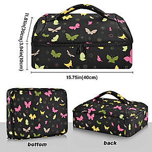 NFMILI Casserole Carrier for Hot and Cold Color Butterfly Silhouette Print, Insulated Food Delivery Bag Reusable Warmer Carrier Bag with Inner Pocket Aesthetic Print 15.75×11.81×3.94 inch