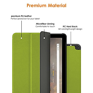 DTTO Case for All-New Fire HD 10 & 10 Plus Tablet (Only Compatible with 11th Generation Tablet, 2021 Release), Slim PU Leather Trifold Stand Cover Hard Back Shell with Auto Sleep/Wake, Spring Green