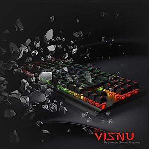 Redragon K561 VISNU Mechanical Gaming Keyboard, Anti-ghosting 87 Keys, RGB Backlit, Wired Compact Keyboard with Clicky Blue Switches for Laptop, Windows, PC Games
