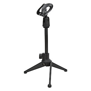 Microphone Stand,Portable Desktop 20.5-27cm Adjustable Shockproof Detachable Tripod Mini Table Stand, Mic Stand Clip Holder,for Conference/Live Streaming