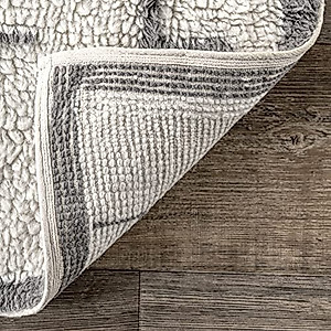 nuLOOM Zelda Machine Washable Wool Modern Geometric Area Rug, 5x8, Ivory