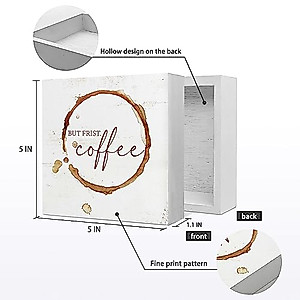 But First Coffee Wood Box Sign Desk Decor,Rustic Coffee Stains Wooden Block Sign Decorations for Home Kitchen Office Cafe Coffee Bar Man Cave Wall Tabletop Shelf Decor,Gifts for Coffee Lovers
