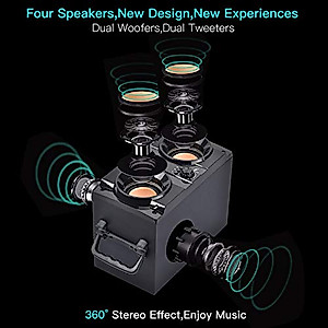 Bluetooth Speaker, 60W (80W Peak) Portable Wireless Speaker with LED Colorful Lights, Double Subwoofer Heavy Bass, FM Radio, Loud Speaker for Home Outdoor Party Camping