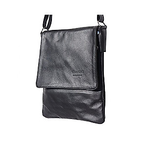 LaGaksta Ashley II Italian Soft Leather Shoulder Crossbody Bag -Black,Small