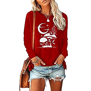 Womens Tops Plus Size Long Sleeve Thin T Shirt Women Women Fashion Casual V Neck Button Stitching Color Tunic Tops to Wear with Leggings Plus Sized Red