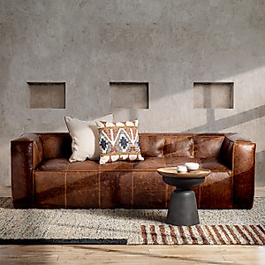 POLY & BARK Capa Sofa in Full-Grain Semi-Aniline Italian Tanned Leather in Chocolate Brown
