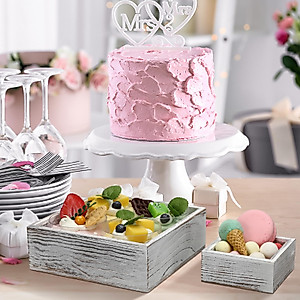Roowest 6 Pcs Wood Cupcake Display Stand Whitewashed Decorative Dessert Wood Cake Stand Risers Wooden Rustic Square Stackable Decorative Box Risers for Wedding Birthday Christmas Party