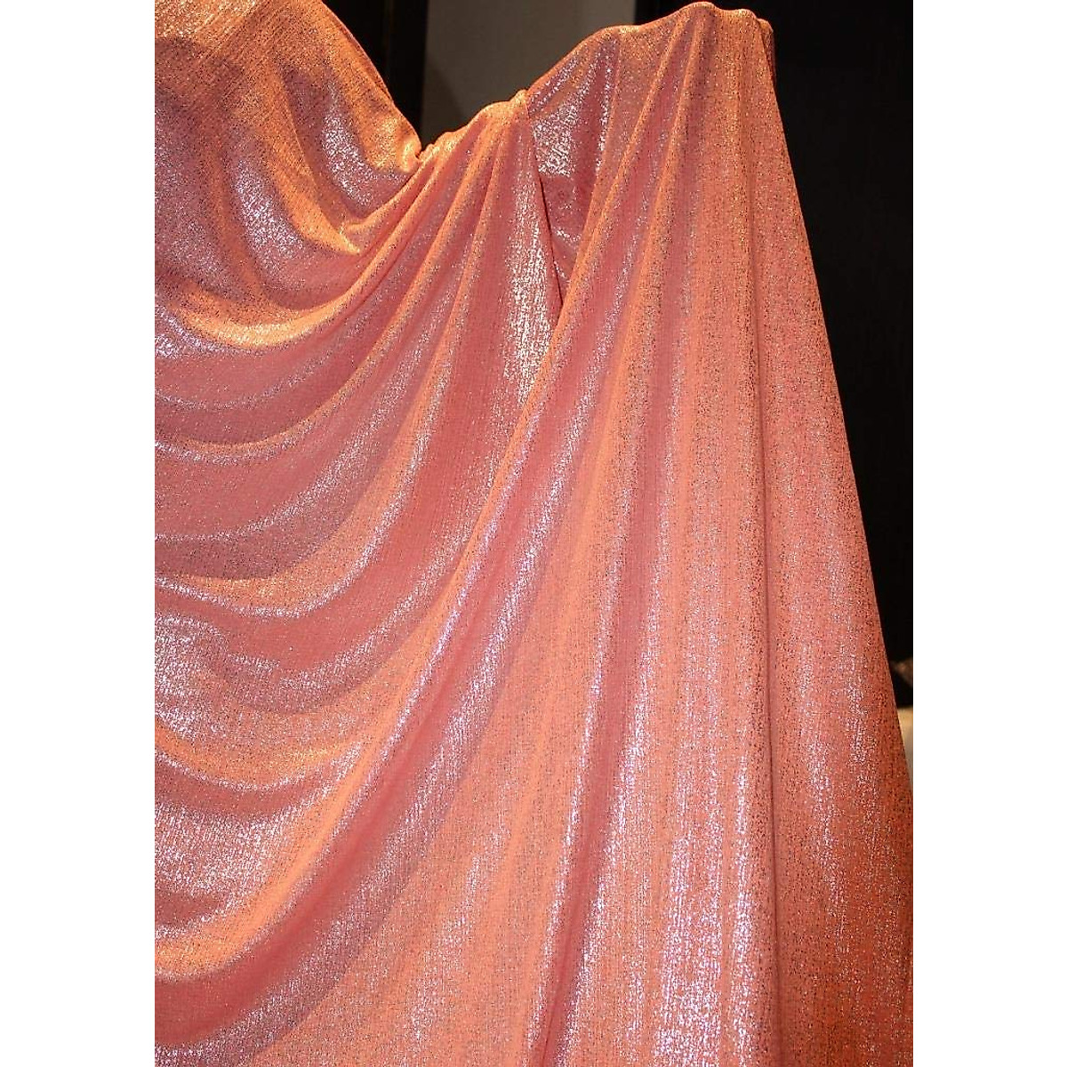 Lycra Shimmer Lurex Silver Fabric 58''Wide Peachy Pink Color FF#15B[3]