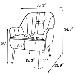 Goujxcy Teddy Barrel Chair Accent Armchair with Golden Legs for Living Room Bedroom Home Office, Tufted Back Club Chair (White3)