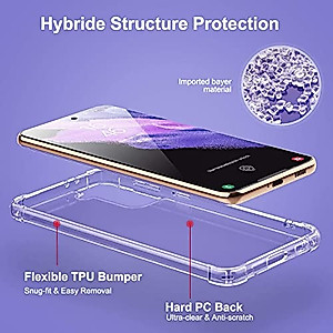 Galaxy S21 Case Crystal Clear Shockproof Bumper Protective Cell Phone Back Cover for Samsung Galaxy S21 5G Transparent TPU Slim Fit Flexible Skin for Men Women Boy Girl Rubber Silicone 4 Corners