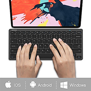 Arteck Ultra-Slim Keyboard Compatible with iPad 10.2-inch/iPad Air/iPad 9.7-inch/iPad Pro/iPad Mini, iPhone and Other Bluetooth Enabled Devices Including iOS, Android, Windows, Black