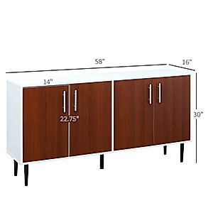 SEASD Sideboard Buffet, Kitchen Storage Cabinet Console Table with Adjustable Shelves Large Countertop
