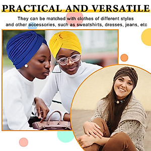 40 Pcs Turbans Pleated Head Scarf for Women Pre Tied Twisted Head Wraps for Women Multicolored Hair Wraps Beanie Hat for Women Girl