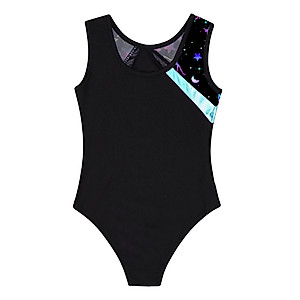 Fldy Gymnastic Leotards for Girls Kids Sparkly Diamond Tank Top Leotard Ballet Dance One Piece Outfit Cyan 6