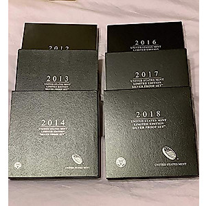 2012 S -2013-2014-2016-2017-2018 Limited Editions 8-Piece Silver Proof Sets including Proof Silver Eagles $1 US Mint Choice DCAM with Original Packaging, Sleeve and COA - Total of 6 Sets