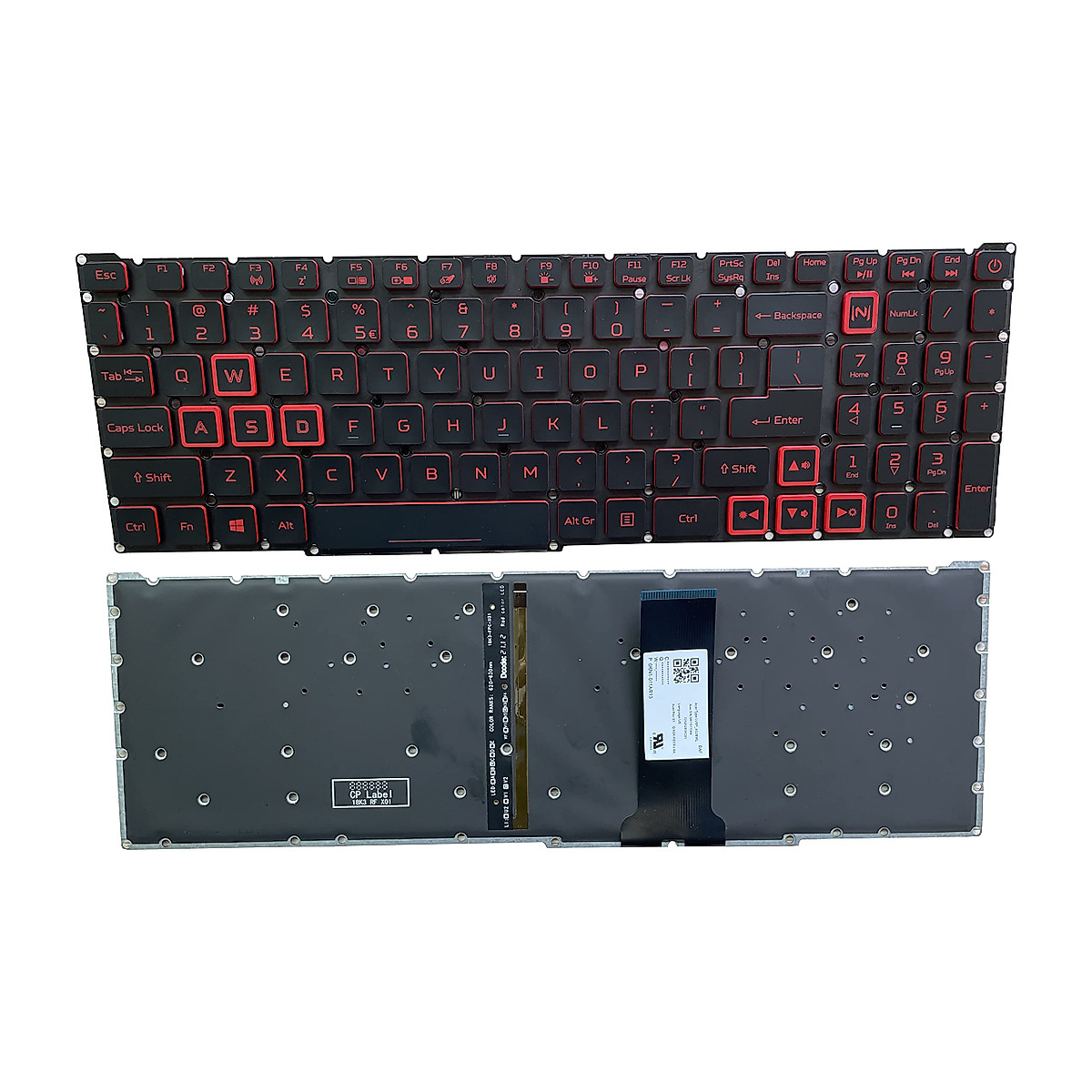 Moon2020 Replacement Keyboard for Acer Predator Helios 300 PH315-52 PH315-53 PH317-53, Nitro 5 AN515-43 AN515-54 AN515-55 AN517-51, Nitro 7 AN715-51 Series Laptop Red with Backlit US Layout, black