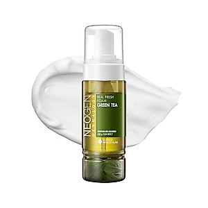 DERMALOGY by NEOGENLAB NEOGEN Real Fresh Foam Cleanser, Green Tea 5.6 Fl Oz (160g) - Soothing & Hydrating Gentle Cleansing Foam with Real Green Tea, Clean Beauty - Korean Skin Care