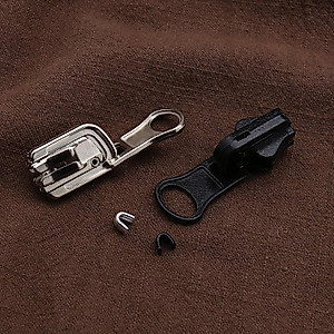 Micro Traders 10PCS Number 5 Zippers Replacement Reversible Pulls Sliders Zips with U-shape Stop Kit for Outdoor Tents and Double-Sided Multicolour 37x12mm