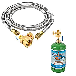 1LB Brass Propane Needle Control Valve, Disposable Adjustable Pressure Propane Gas Regulator Valve with 1/4’’ NPT Male Thread (Tapped M8 Female), Propane 1LB Tank Disposal Cylinder Bottle Adapter