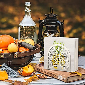 Housolution Napkin Holder, Tree & Bird Design Metal Napkin Holder for Kitchen and Table, Freestanding Modern Napkins Holder for Home & Picnic Party, Silver