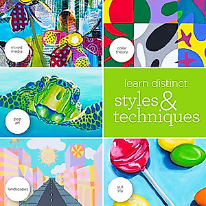 Apple Barrel Art Lessons Paint and Brush Set, 34 pc Kit Including 23 2 fl oz Apple Barrel Acrylic Paint Colors, 1 2 fl oz bottle of Mod Podge Matte, 10 FolkArt Brushes, 6 Video Lessons And More