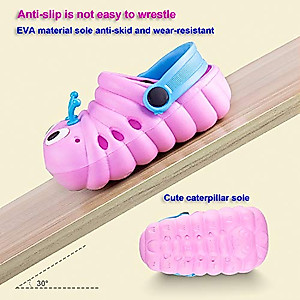 Baby Girls Boys Sandals Kid's Cute Lightweight Shoes Summer Premium Cartoon Sandals Children Caterpillar Non-Slip Beach Water Clogs Shoes Garden Slipper(Pink,7) S24