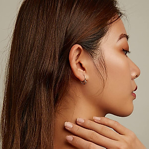 BISAER Love Heart Earrings for Women 925 Sterling Silver Pull Through Hoop Earrings Heart Shape Small Hoops Earrings