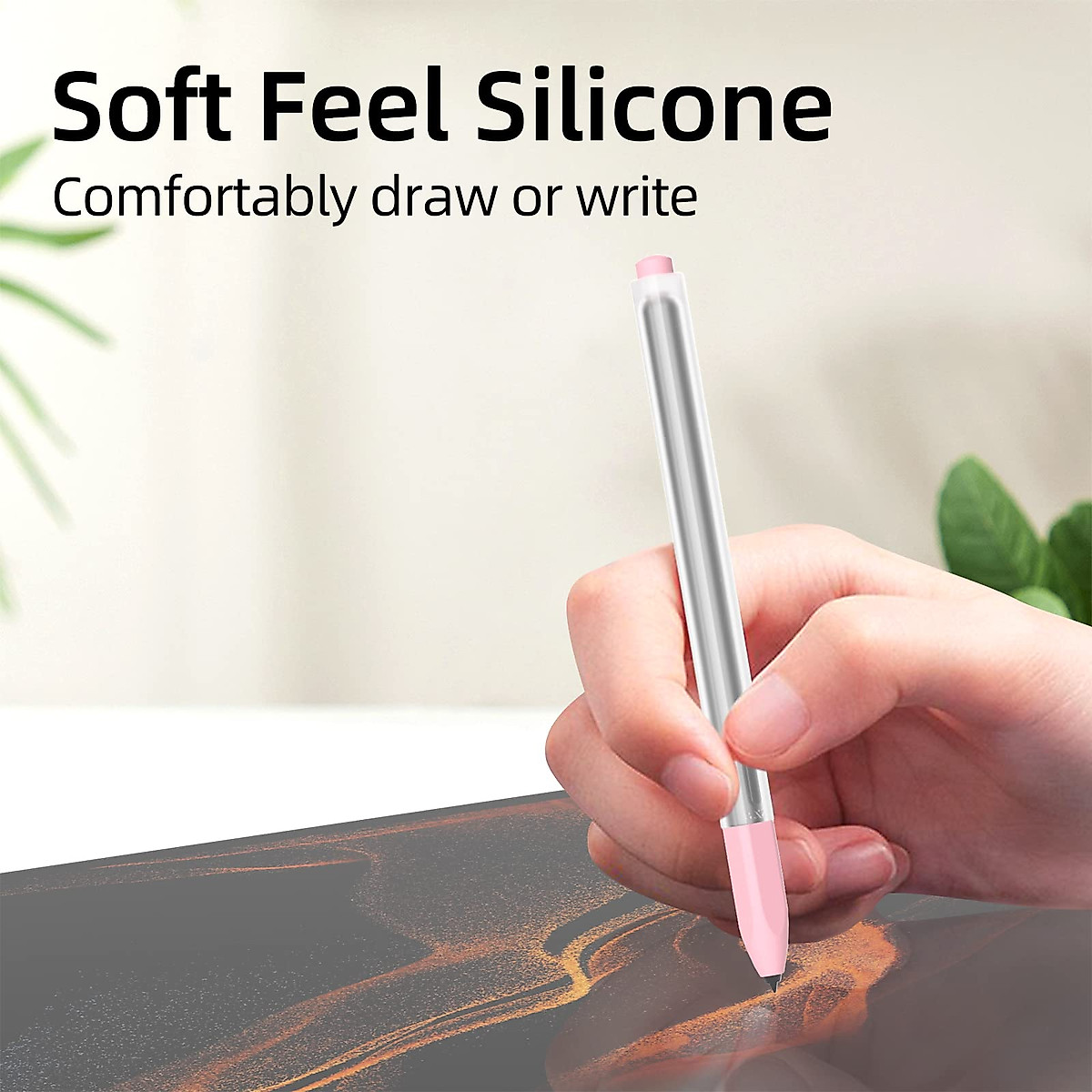 Joosko Compatible with Samsung Galaxy Tab S7/S7+/S7 FE/S8/S8+/S8 Ultra/S9/S9+/S9 Ultra Pencil Case S Pen Case, Silicone Translucent Non-Slip Cover. (Pink)