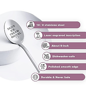 Father's Day Gifts from Daughter, Dad's Ice Cream Shovel, Stainless Steel Ice Cream Spoon Gift for Father's Day Gifts, Emotional Funny Dad Birthday Gift, Cute Christmas/Thanksgiving Gifts for Dad