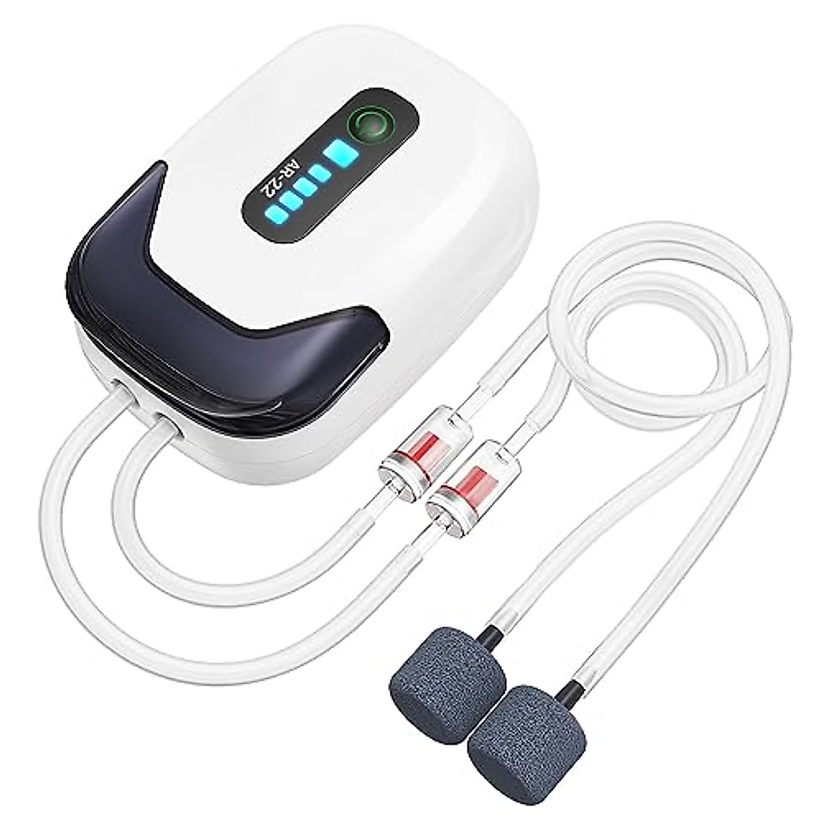 MoonOrange Aquarium Air Pump, Rechargeable Portable Oxygen Pump with Single/Dual Outlets, Quiet Aerator for Fish Tank up to 30/70 Gallon, Outdoor Fishing, Fish Transport and Power Cut.