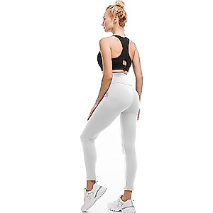 Ipletix Leggings with Pockets for Women, High Waisted Leggings Buttery Soft Non See Through Workout Yoga Pants White