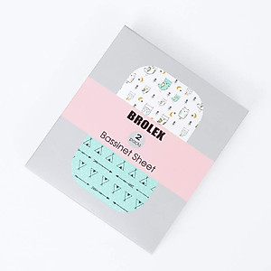 Stretchy Bassinet Sheet Set BROLEX 2 Pack Snug Fitted Cradle Fitted Sheets for Bassinet Pads/Mattress, for Boys Girls,Unisex,Ultra Soft Breathable,Arrow Owl