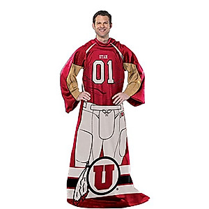 Northwest NCAA Utah Utes Unisex-Adult Full Body "Player" Comfy Throw Blanket with Sleeves, 48" x 71", Team Colors