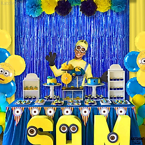 KatchOn, Xtralarge Blue Fringe Backdrop - 8x3.2 Feet, Pack of 2 | Blue Streamers Party Decorations | Blue Fringe Curtain for Ocean Decorations | Under The Sea Party Decorations, Blue Party Decorations