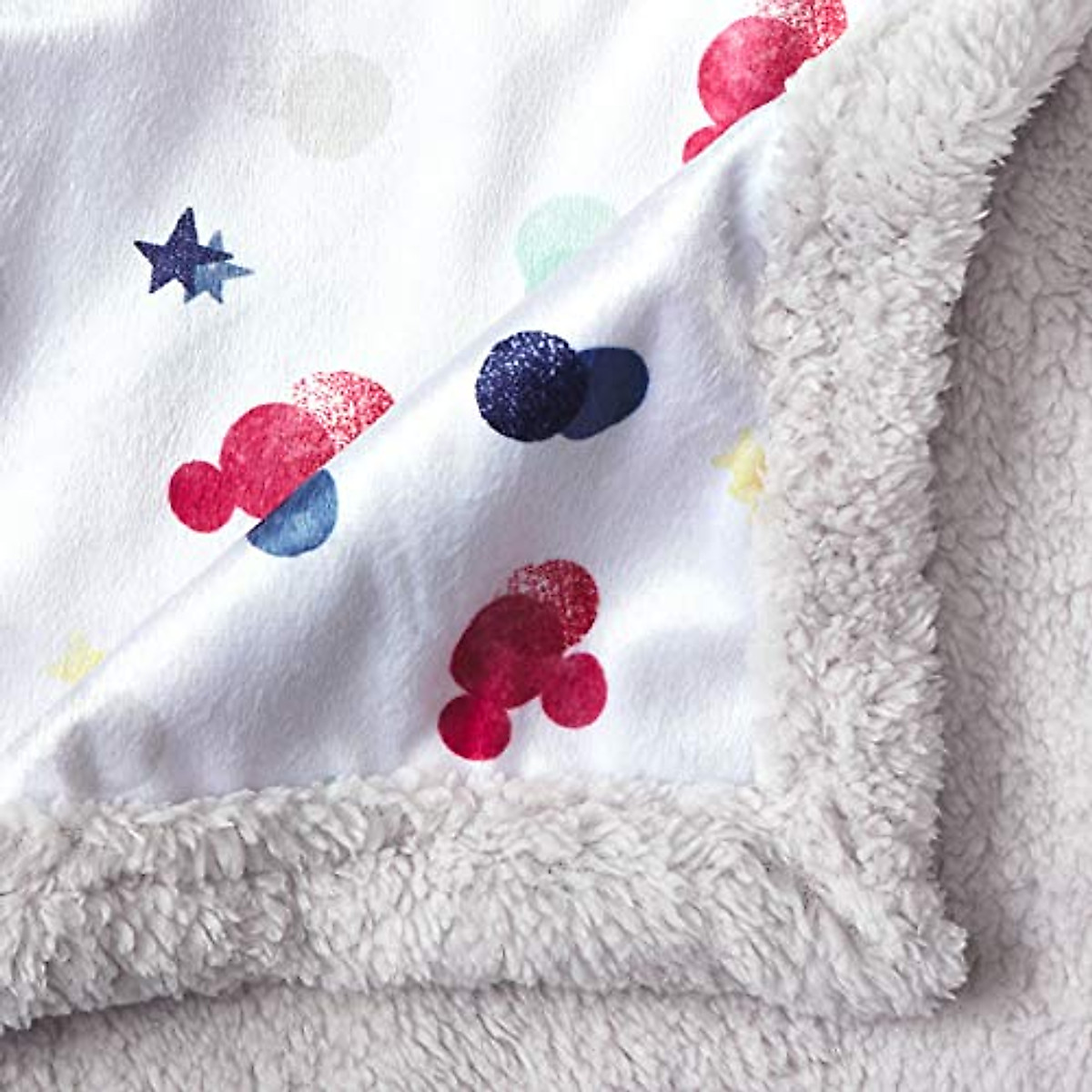 Disney Minnie Mouse Mink & Sherpa Double Sided Infant Blanket, Minnie Mouse Face Applique