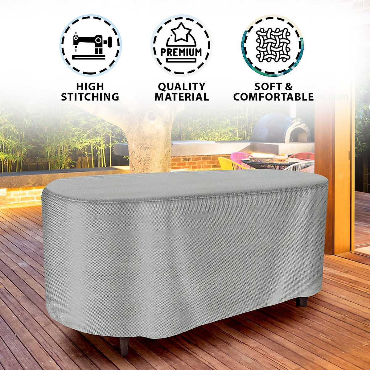 Patio Large Waterproof Oval Table Cover - Outdoor Patio Table Washable - Heavy Duty Furniture 84X42X28 Inch Oval Table Cover