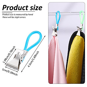 Towel Clips 10Pcs, Clips for Hanging, Tea Towel Clips with Hanging Loop, Towel Cips for Kitchen Bathroom Bedroom Hotel Cabinet Swimming Pool Let You Distinguish and Organize Towels Faster（5 Colors）