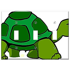 Switch Plate Triple Toggle - Turtle Carapace Tortoise Green Walking Shell Slow