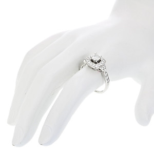 Vir Jewels 3/4 cttw Diamond Halo 4-Prong Wedding Engagement Ring Cushion 14K White Gold Size 6.5