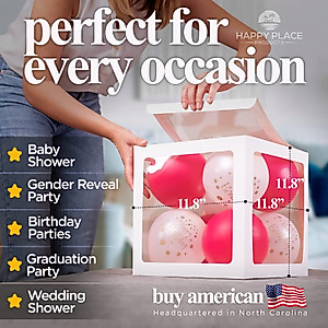 Happy Place Product Balloon Box Decorations, 4 White Boxes with Big Letters for Baby, Custom Name or Grad, custom birthday decor, Gender Reveal Decorative Blocks, Baby Shower - Large Balloon Boxes